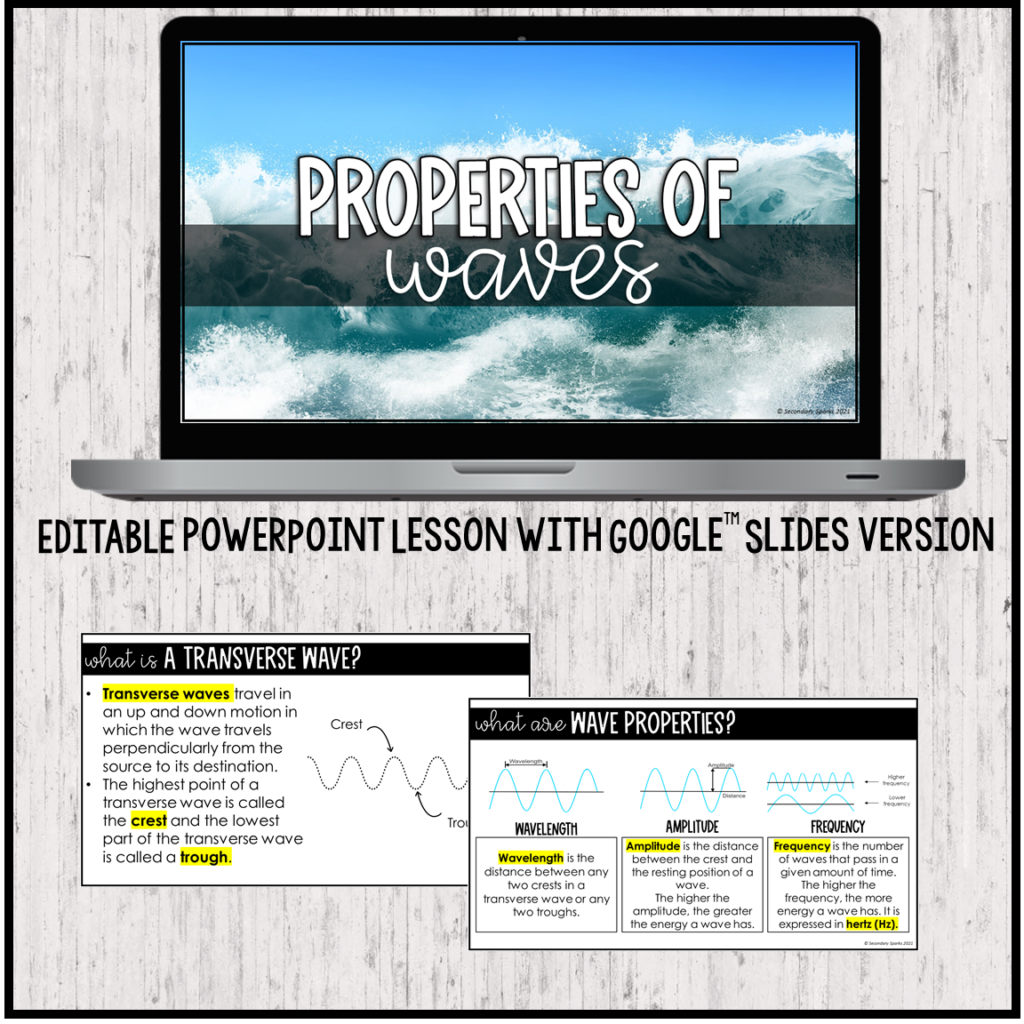 Properties of Waves Quick Lesson and Guided Notes - Secondary Sparks