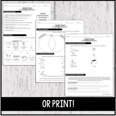 Energy Forms and Transformations Digital Google Slides™ and Print ...