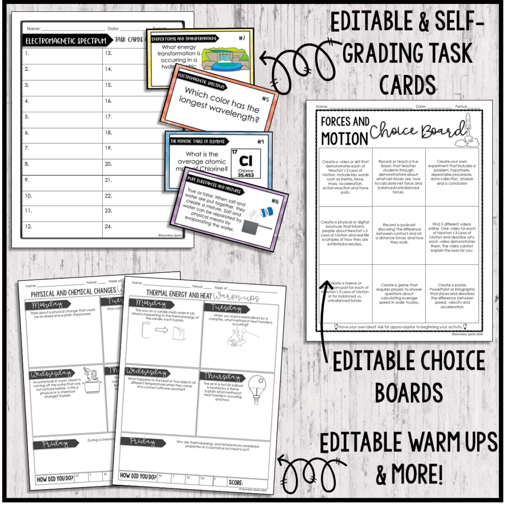 Physical Science Curriculum Year Long Bundle - Secondary Sparks