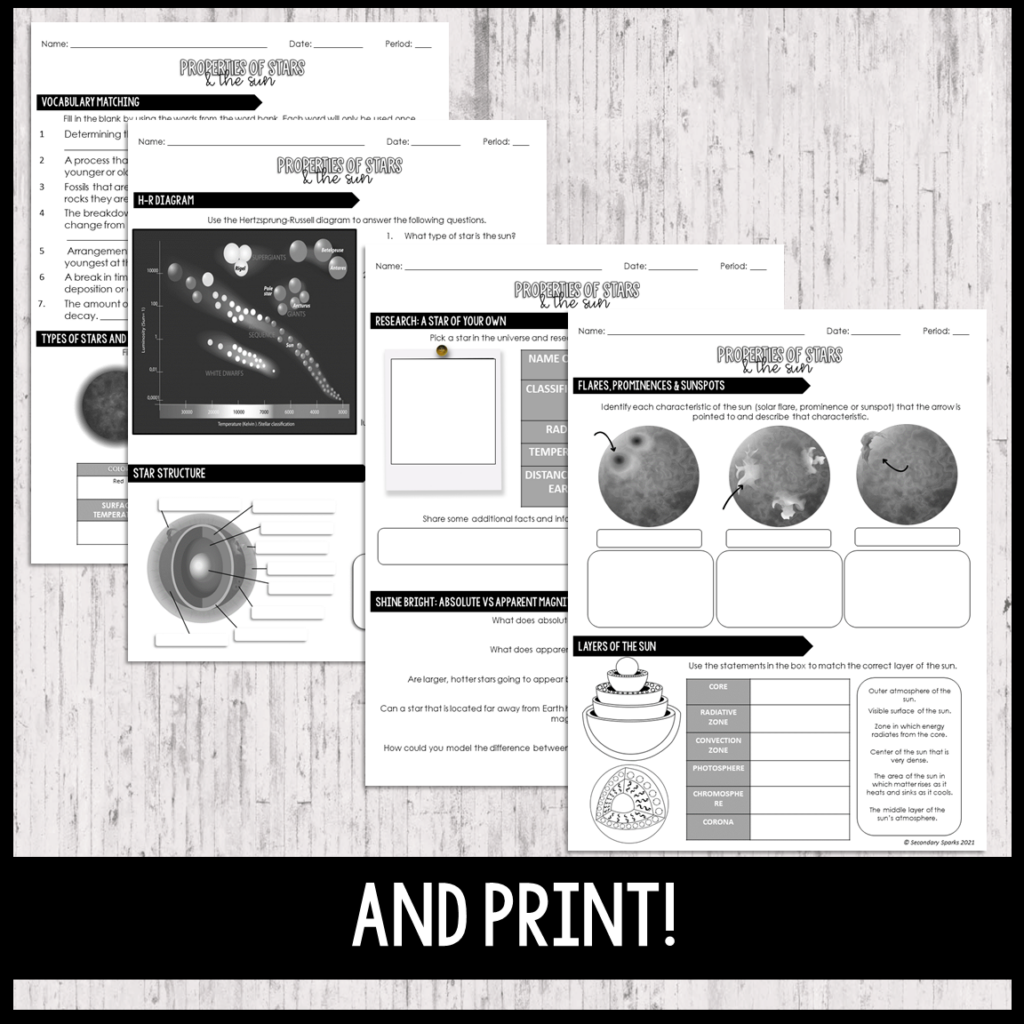Properties of Stars and the Sun Digital Google Slides™ and Print ...