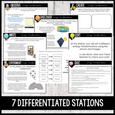 Energy Transformations Stations Activities - Editable and Google Slides ...