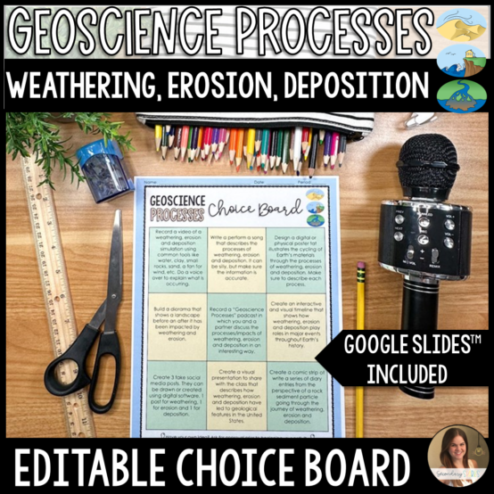 Weathering Erosion Deposition Choice Board - Editable and Google Slides ...