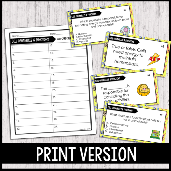Cell Homeostasis and Cell Organelles Task Cards - Editable & Google ...