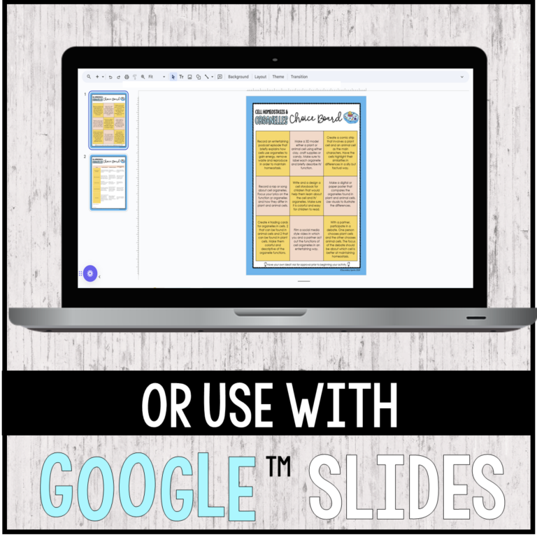 Cell Organelles Choice Board Project - Editable and Google Slides ...